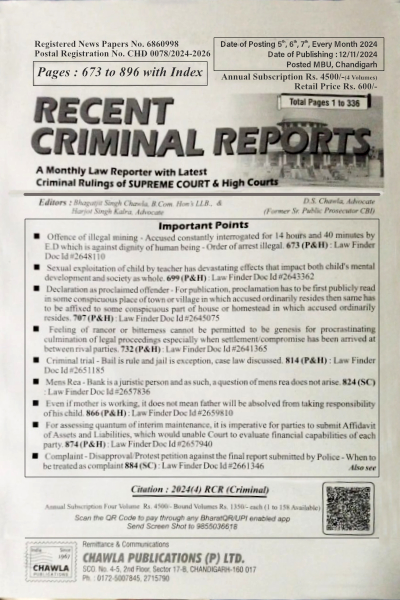 Recent Criminal Reports (Monthly) - RCR (Criminal) 2025 Annual Subscription